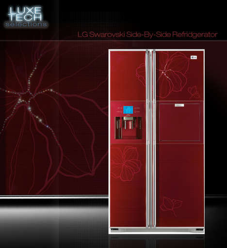 Glittering Coolers: Bright Red Swarovski Coated LG Fridges