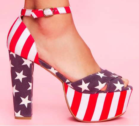 Patriotic Platforms : American Flag heels