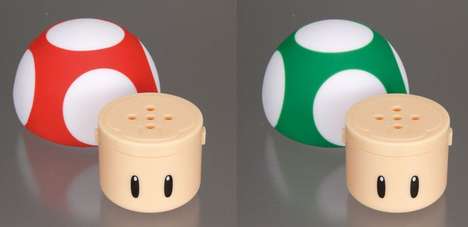 Geeky Super Mushroom Seasoners : Super Mario Salt and Pepper Shakers