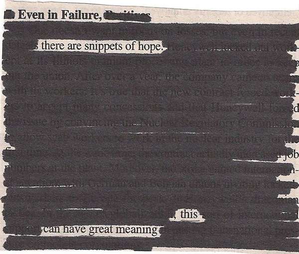 Word-Picked Paper Poems : Newspaper Blackout