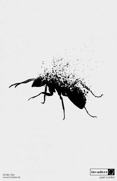 Disintegrating Insect Ads : Invaders Pest Control campaign