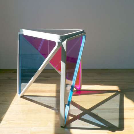 Translucent Triangular Stands : trinity side table