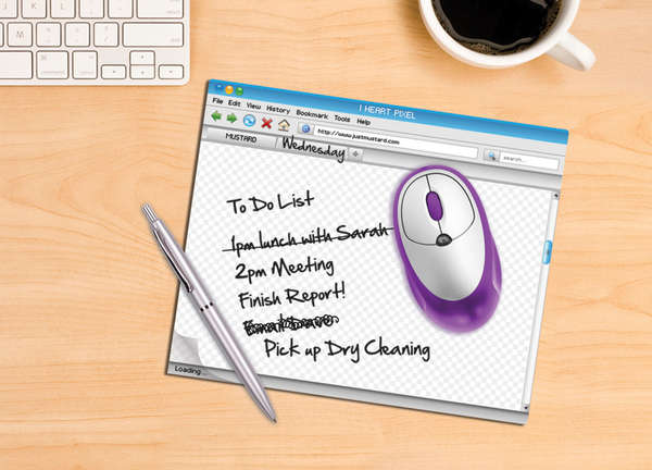 Dual-Purpose Paper Mats : Just Mustard 'Mouse Pad Note Pad'