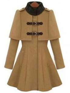 Hybrid Skirted Jackets : High Neck Buckle Strap Cloak