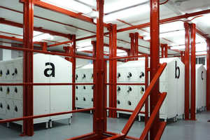 Crimson-Maze Storage Constructions : The Locker Room by Belsize Architects
