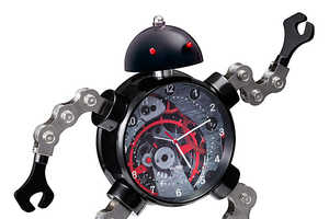 Glaring Robot Alarm Clocks : Giant Articulated Roboclock