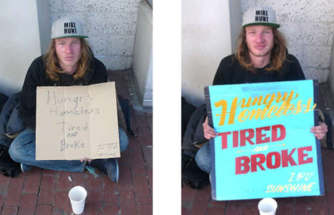 Graphic Humanitarian Homeless Signs : Painted Homeless signs