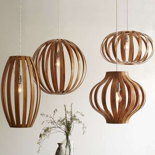 Wooden Oblong-Shaped Lighting : Bentwood Pendants