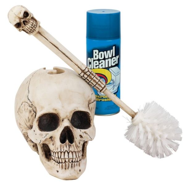 Skeletal Toilet Cleaners : skull toilet brush