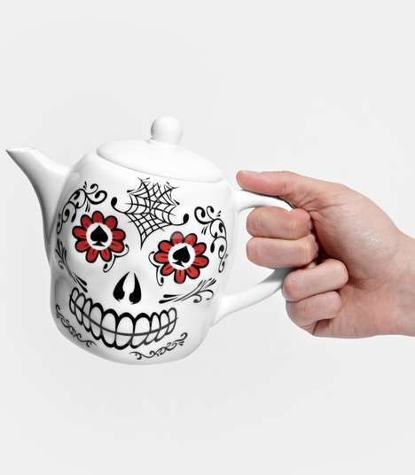 Spooky Skull Teapots : sugar skull teapot