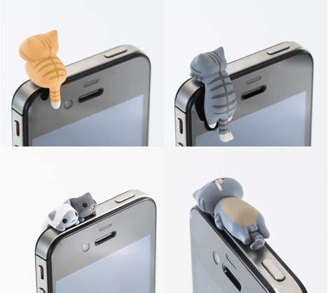 Tiny Feline Phone Plugs : cat phone plug