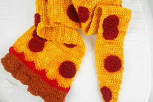 Deceptively Delicious Knitted Scarfs : Pepperoni Pizza Scarf
