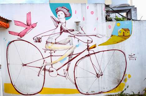 Whimsical Vibrant Bicycle Murals : Bicycle Murals