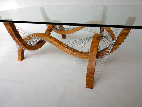 Undulating Bamboo Tables : sculptural coffee table