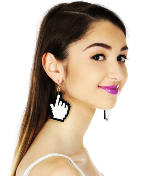 Tech-Inspired 8-Bit Accessories : Hand Cursor Earrings
