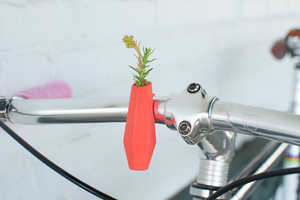 Geometric Handlebar Planters : bike vase