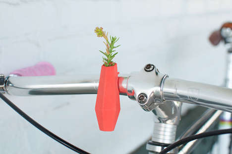 Geometric Handlebar Planters : bike vase