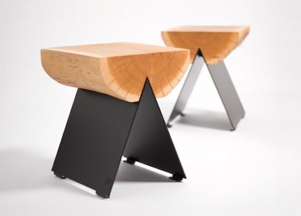 Pierced Tree Trunk Furnishings : wooden stool