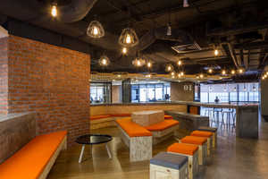 Rustic Open Concept Offices : brick and wood