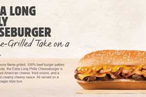 Savory Elongated Cheeseburgers : Extra Long Philly Cheeseburger