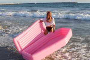 Pink Coffin-Shaped Pool Floats : coffin pool float