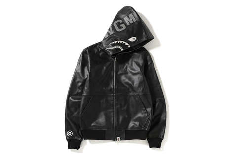Luxe Leather Hooded Jackets : shark hoodie jacket