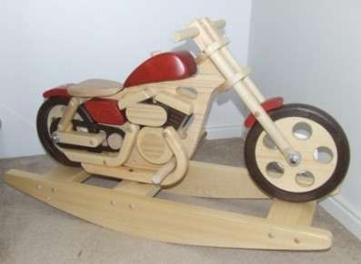 Wooden Motorcycle Rockers: Retro Rocking Toy for Badass Baby Bikers