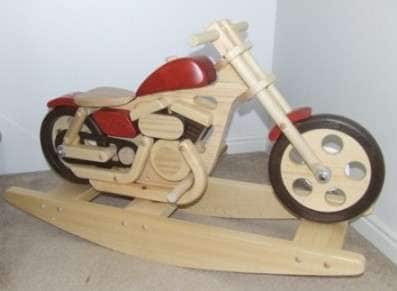 Wooden Motorcycle Rockers: Retro Rocking Toy for Badass Baby Bikers