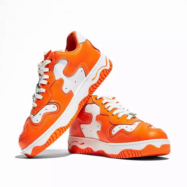 Vibrant Tonal Layered Sneakers : orange milk