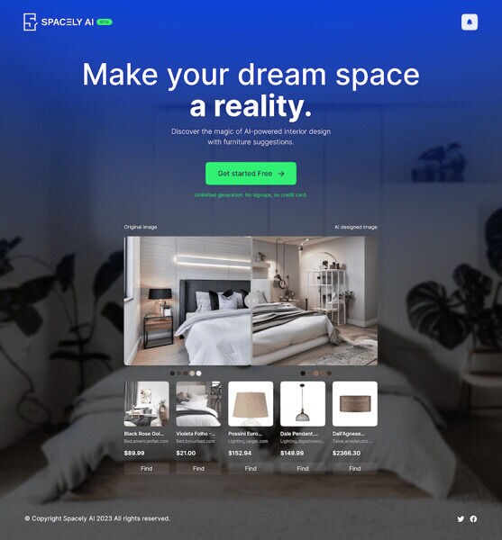 AI-Powered Interior Design Platforms : Spacely AI
