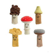 Hand-Knit Finger Puppets : Finger Puppet Mushrooms