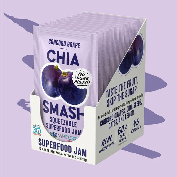 Vibrant Single-Serve Jam Packs : Concord Grape Chia Smash Squeezables