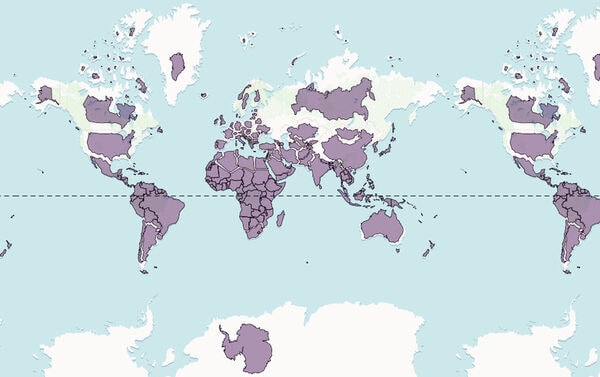 To-Scale Interactive Maps : True Size Of Countries