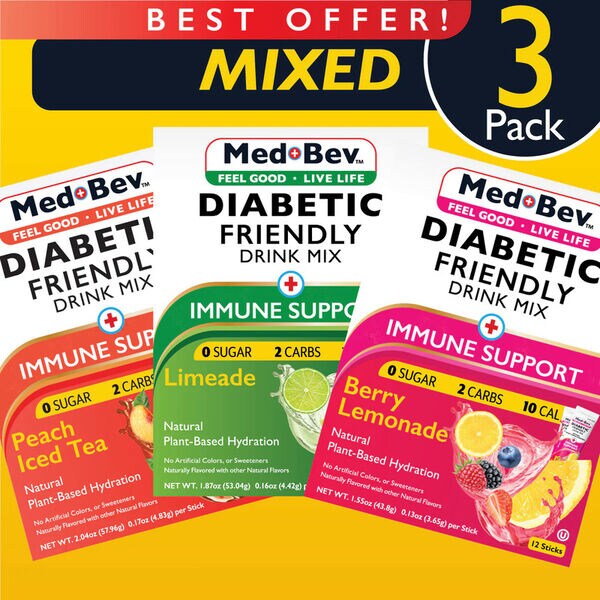 Diabetic-Friendly Hydration Mixes : med bev variety pack