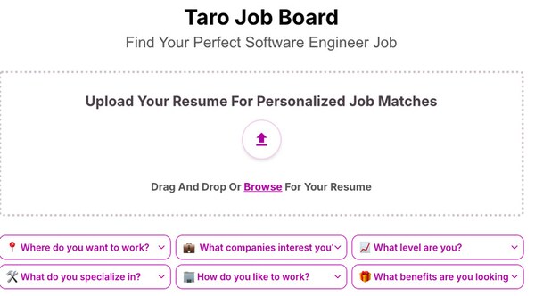 Engineer Job Boards : Taro Software Engineer Job Board