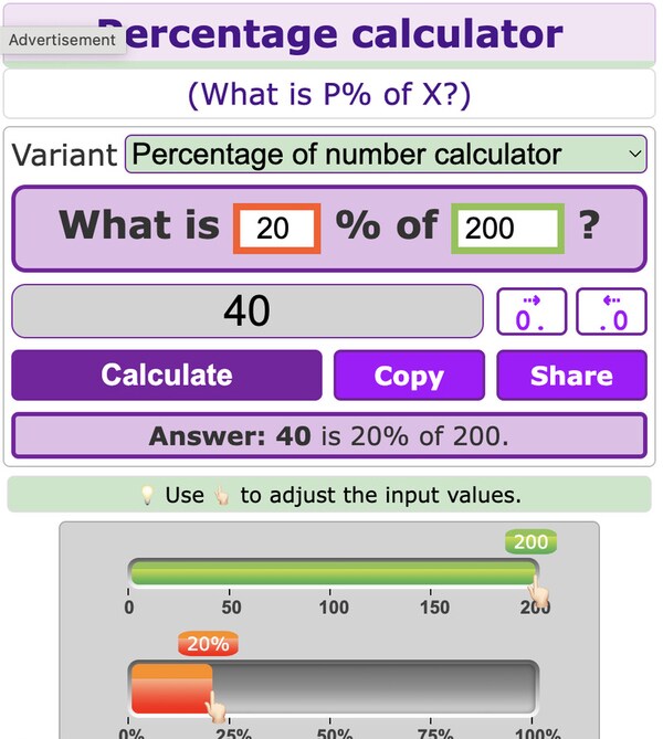Interactive Math Tools: Visual Percentage Calculator Simplifies Math ...