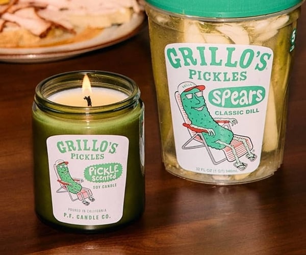 Branded Pickle-Scented Candles : Grillo's x P.F. Candle Co.