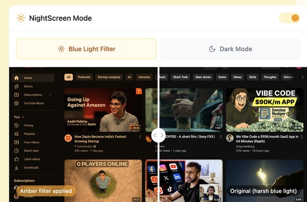 Eye Comfort Tools : NightScreen Mode