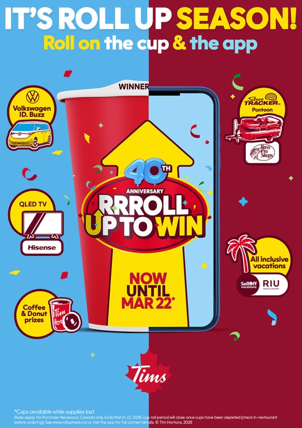 Coffee Cup Prize Promotions : Tim Hortons Roll Up To Win