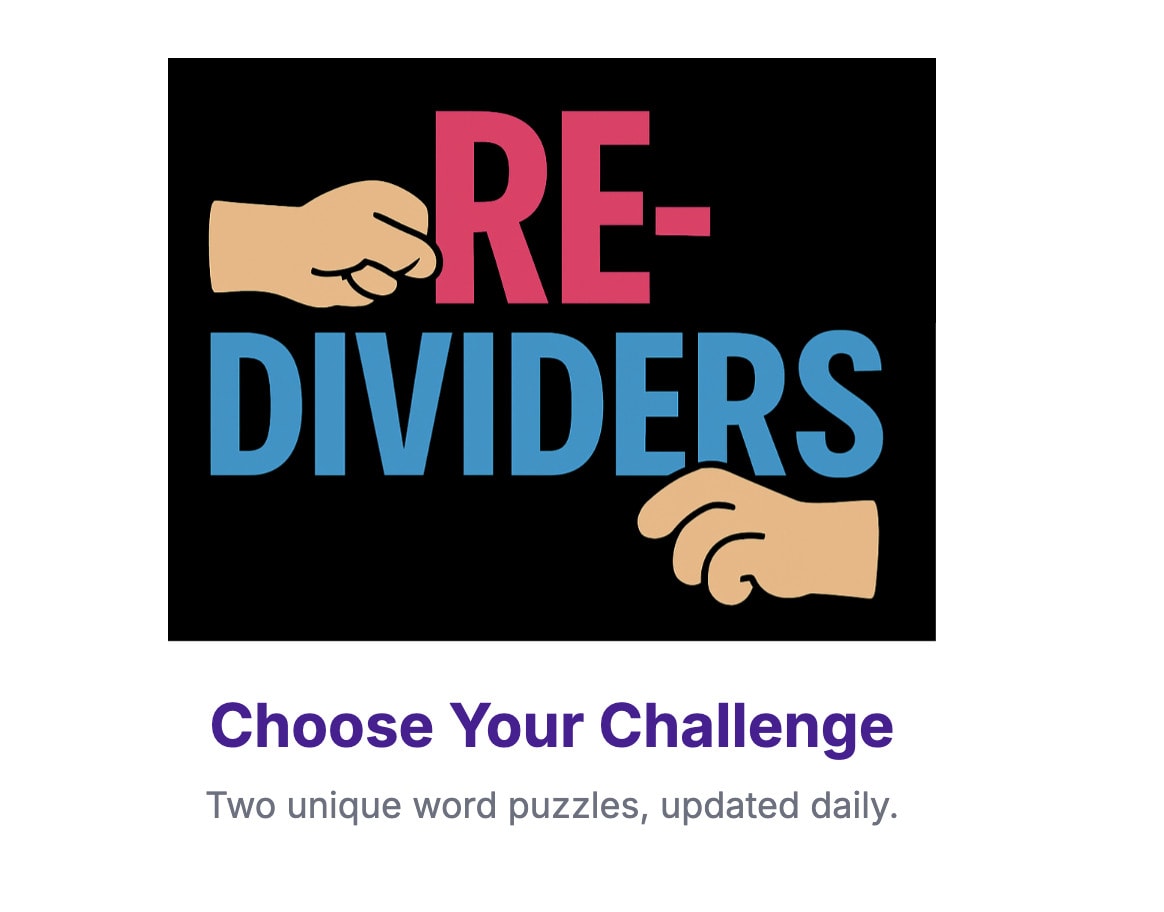 Word Cognitive Challenges : Redividers Daily Word Challenge