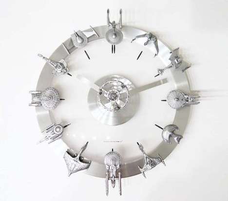 Brushed Metal Timepieces : Star Trek Clock
