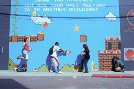 Playable Video Game Murals : interactive Mario mural
