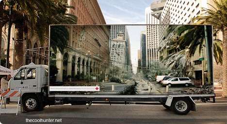 Optical Illusion Advertising : Transparent Billboard