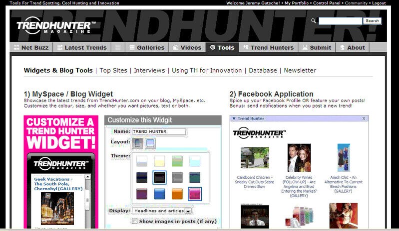 Top 11 Trend Hunter Tools: Myspace Widgets, Facebook App, Toolbar ...