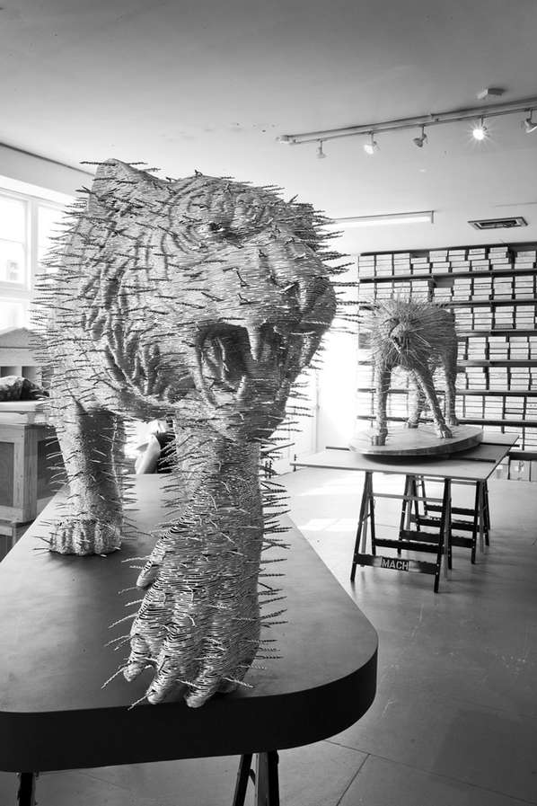 Spiky Feline Sculptures (UPDATE) : Cheetah and Tiger Coathangers by ...