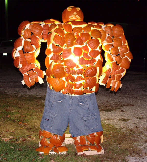 Super Heroic Pumpkin Sculptures : The Thing Jack-o-lantern