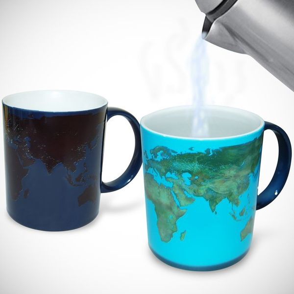 Heat-Sensitive Map Mugs : heat sensitive day and night mug