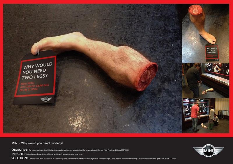 Severed Limb Stunts : "mini cooper advertising"