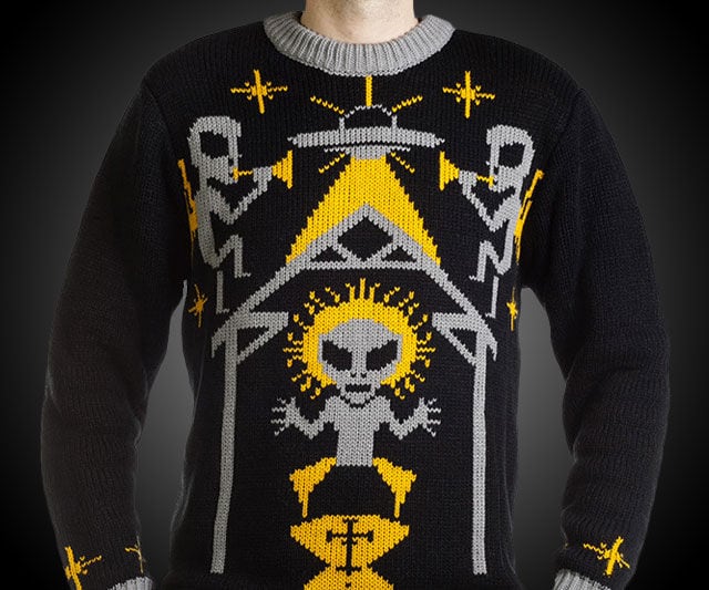 Intergalactic Sacrilege Sweaters : Alien Nativity Ugly Christmas Sweater