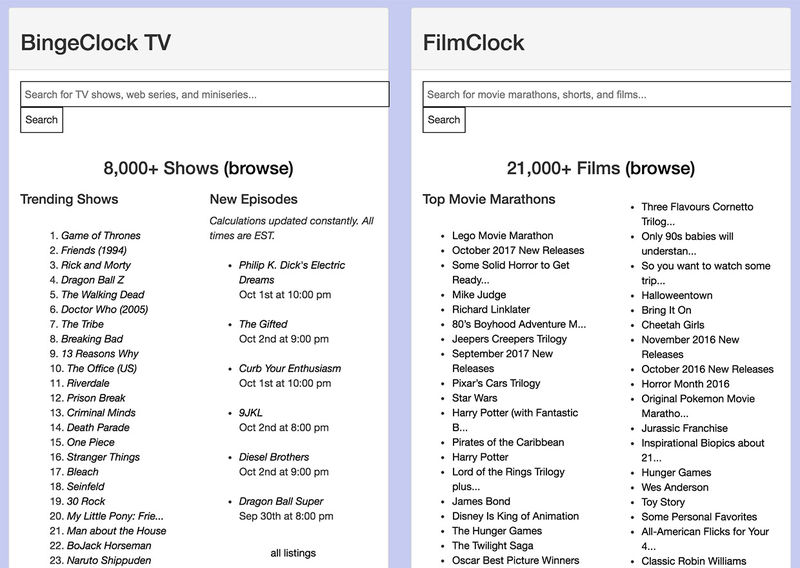 Binge Length-Calculating Platforms : BingeClock